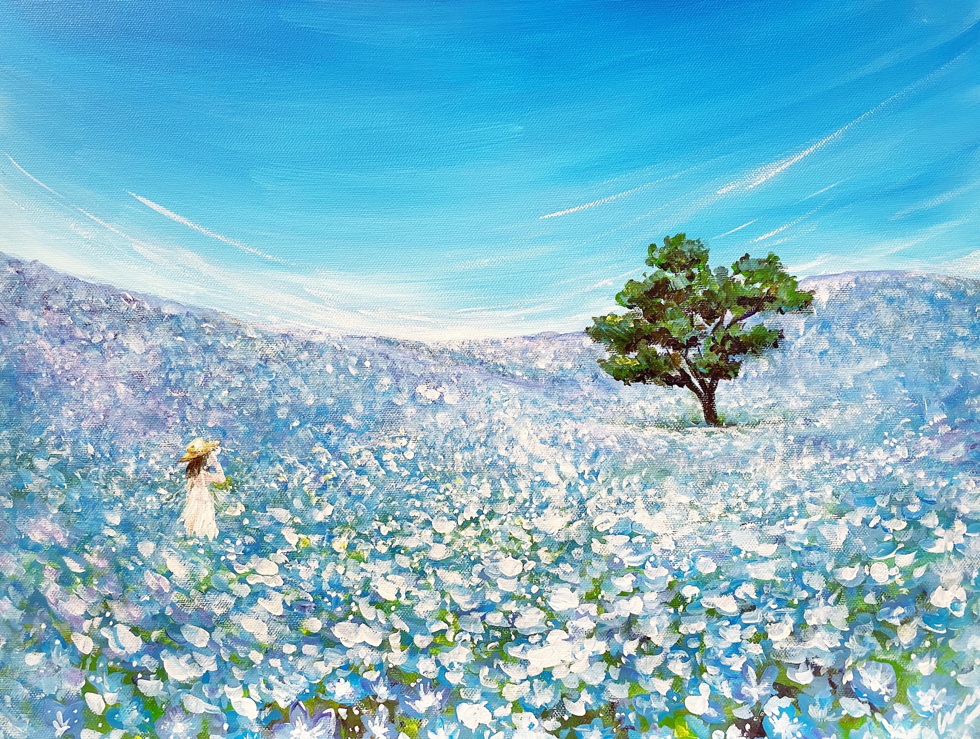 ブルーフィールド Field of Blue – Artbar Tokyo – Paint and Wine Art Studio: Let ...