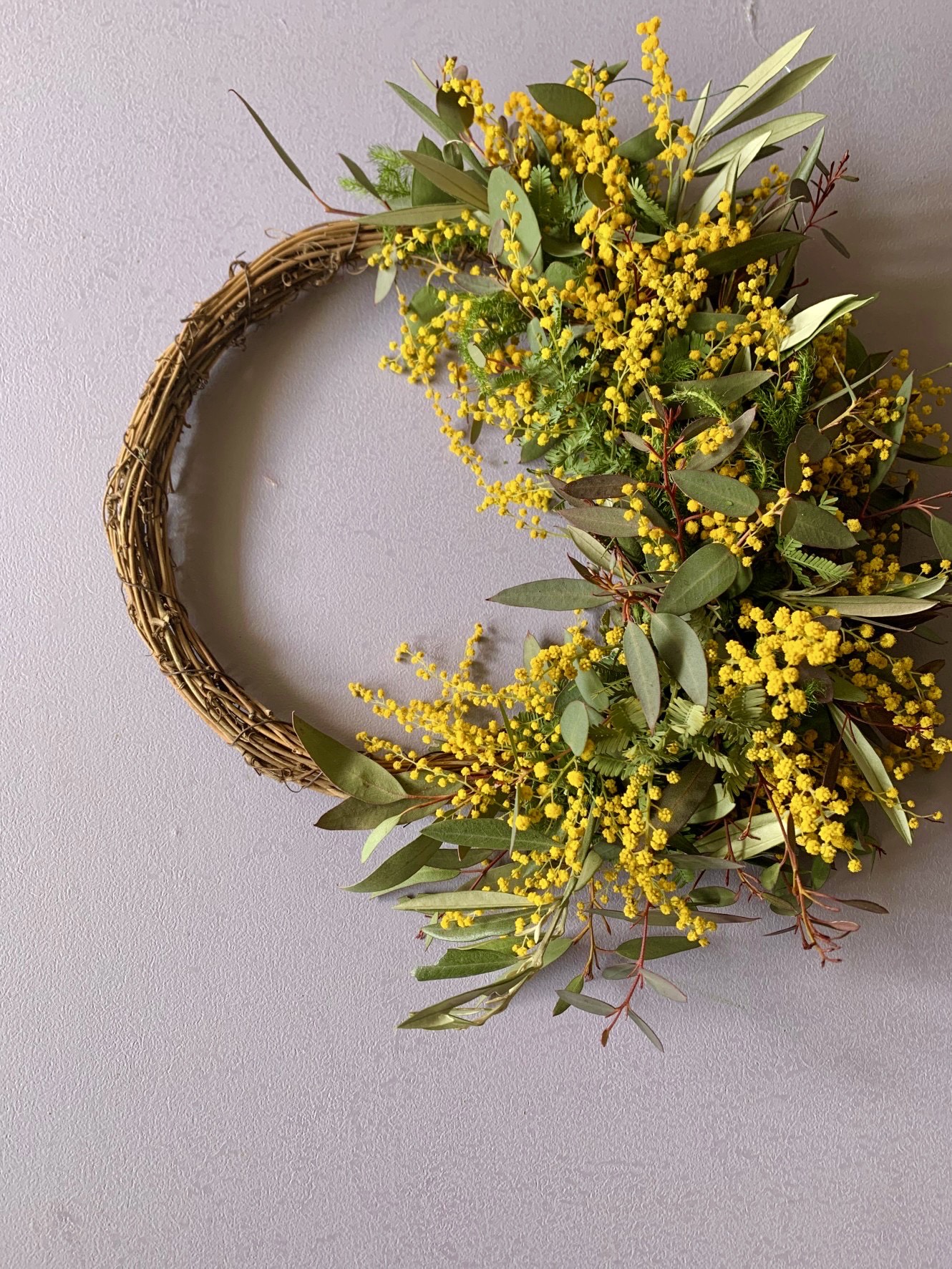 Craft Morning ミモザのハーフリース Mimosa Wreath – Artbar Tokyo – Paint and Wine ...