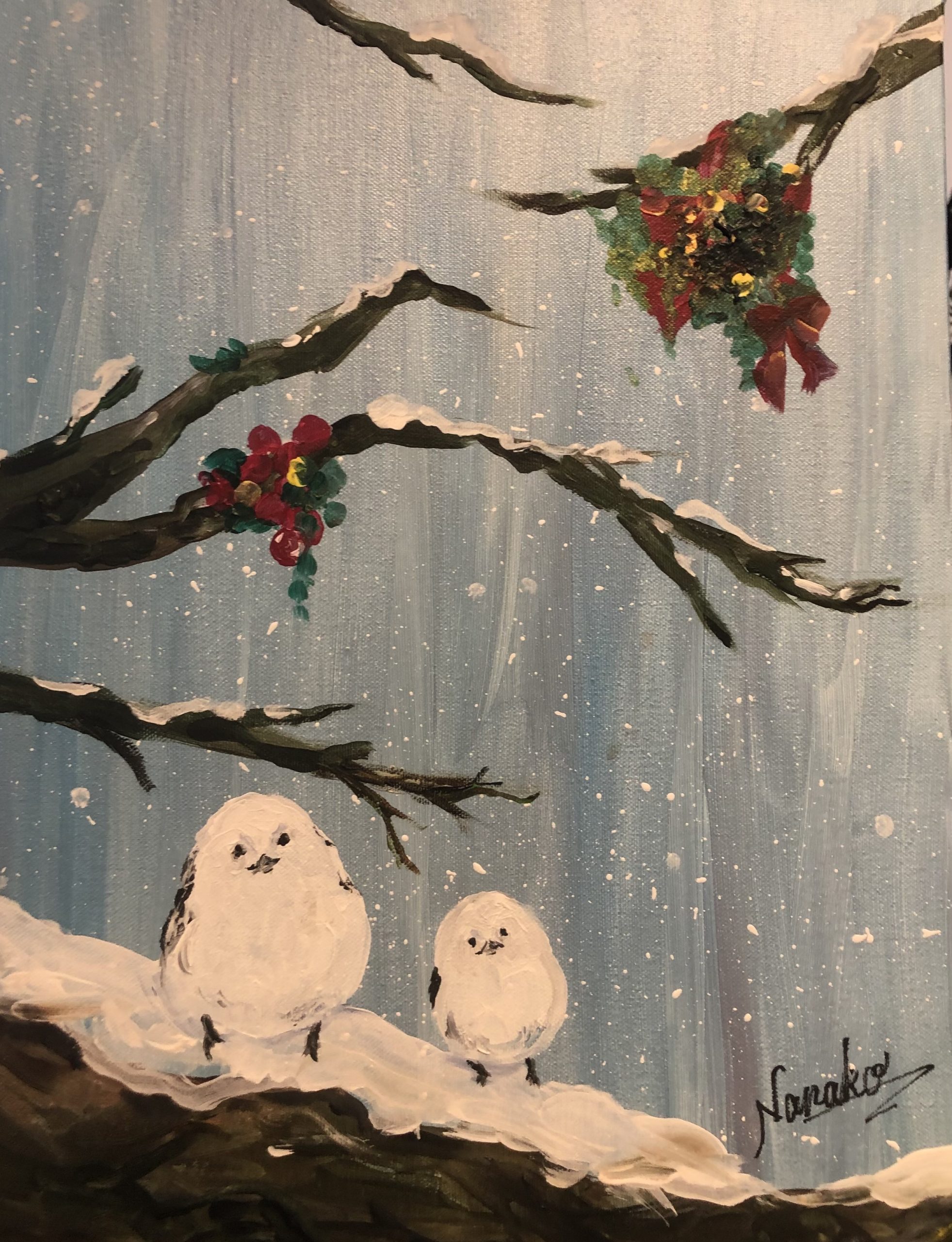 YOKOHAMA 雪のシマエナガ Birds in Winter Snow – Artbar Tokyo – Paint and Wine ...