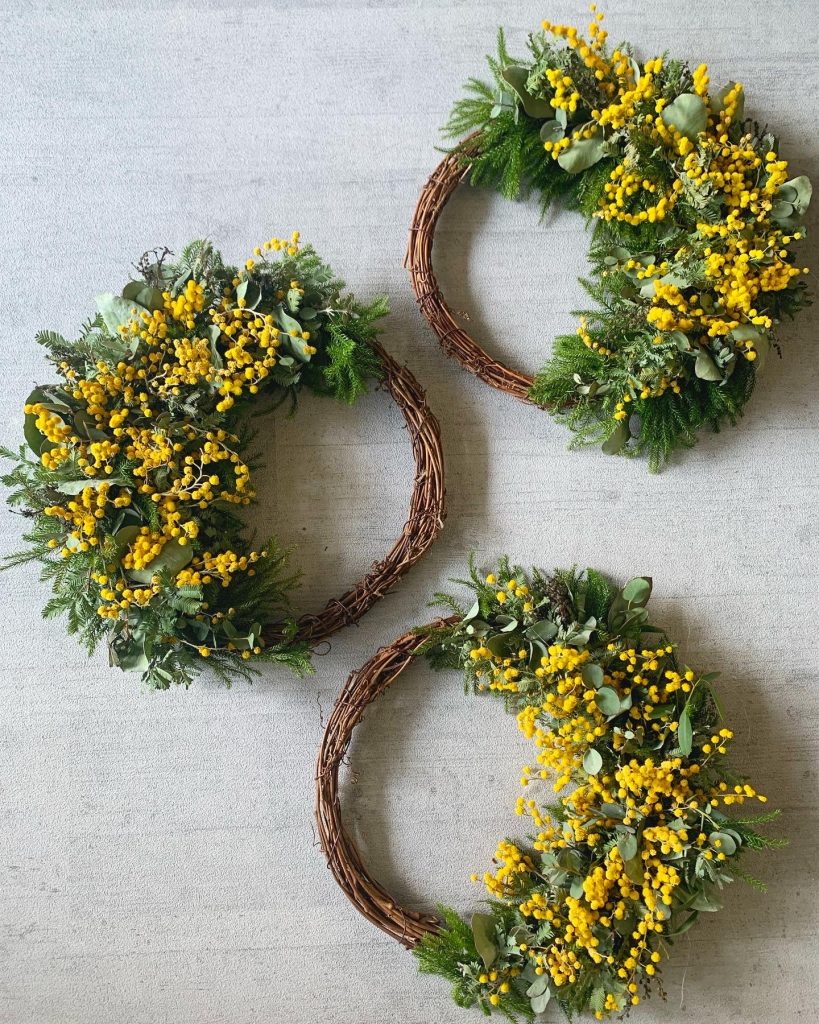 Craft Morning ミモザのハーフリース Mimosa Wreath – Artbar Tokyo – Paint and Wine ...