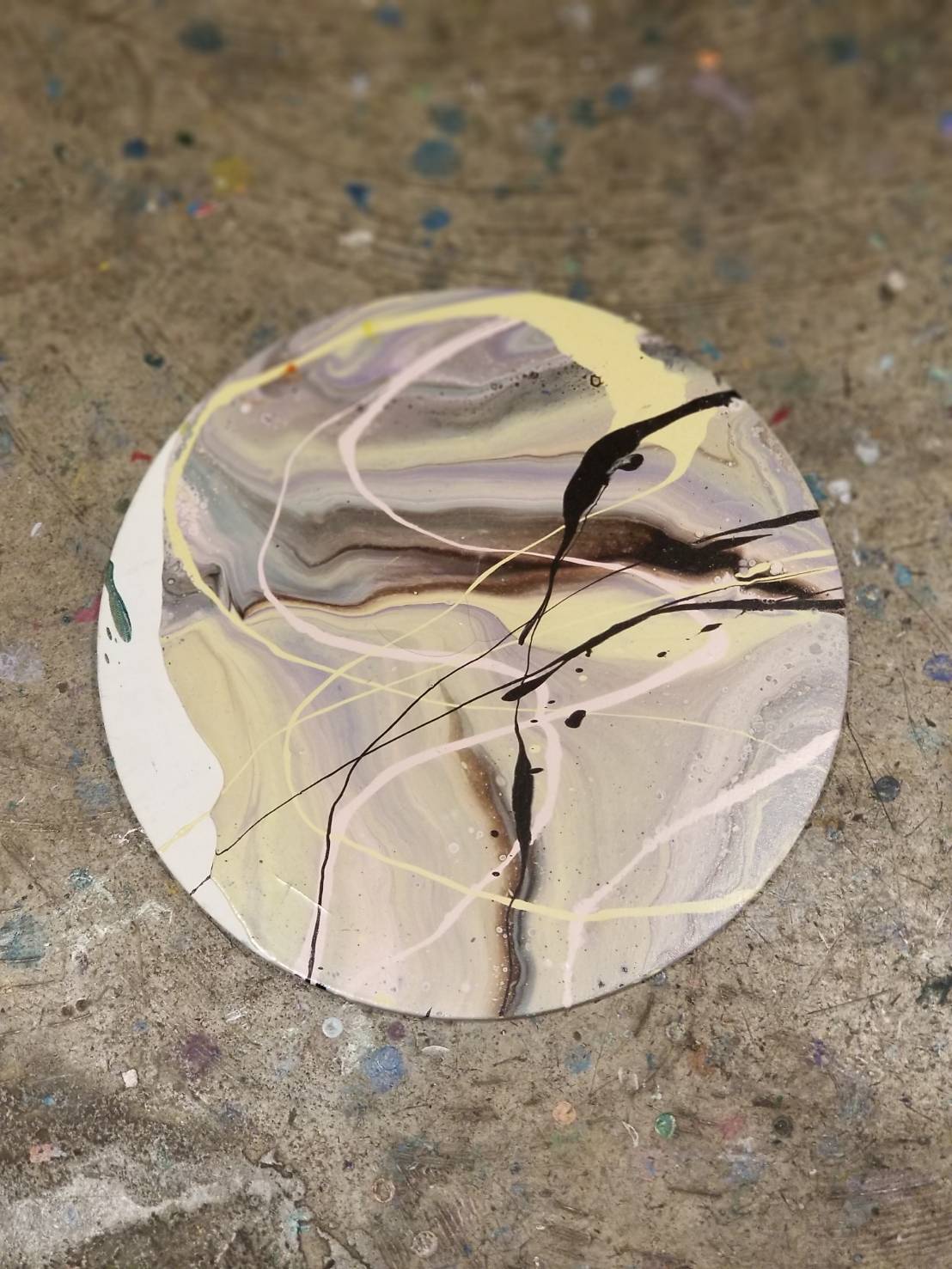 YOKOHAMA 40cm 丸いたらし込みアート 40cm Round Paint Pouring Fluid Art – Artbar ...